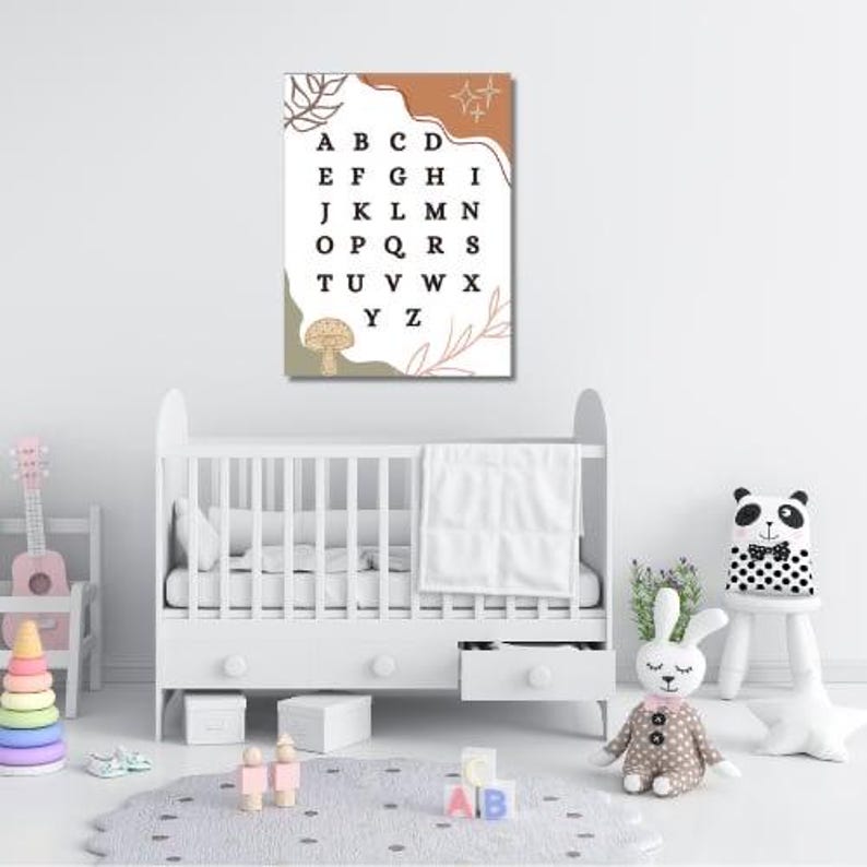 Boho Alphabet Poster - A-Z Printable for Kids Room, Nursery or ...