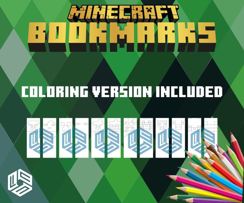 Minecraft Bookmarks Printable – 12 Editable Designs + Coloring Versions ...