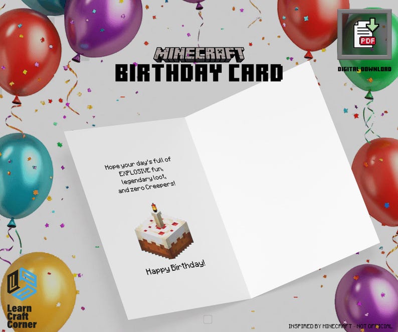 Minecraft Birthday Card Printable | Creeper TNT Theme | Boom It's Your ...