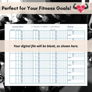 Strength Training Printable Workout Chart | Weekly Exercise Tracker ...