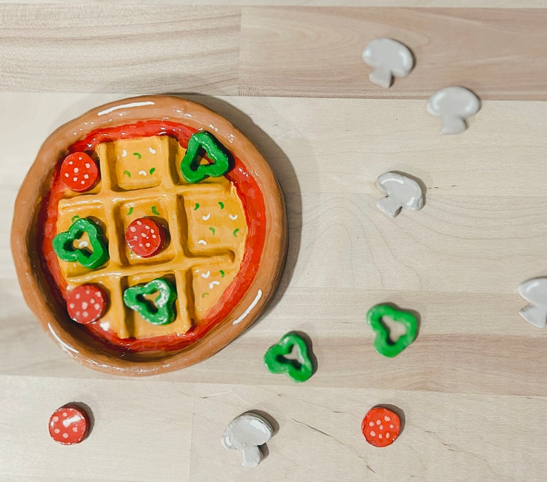 Pizza Tic-tac-toe Board Handmade Clay Game Board - Etsy