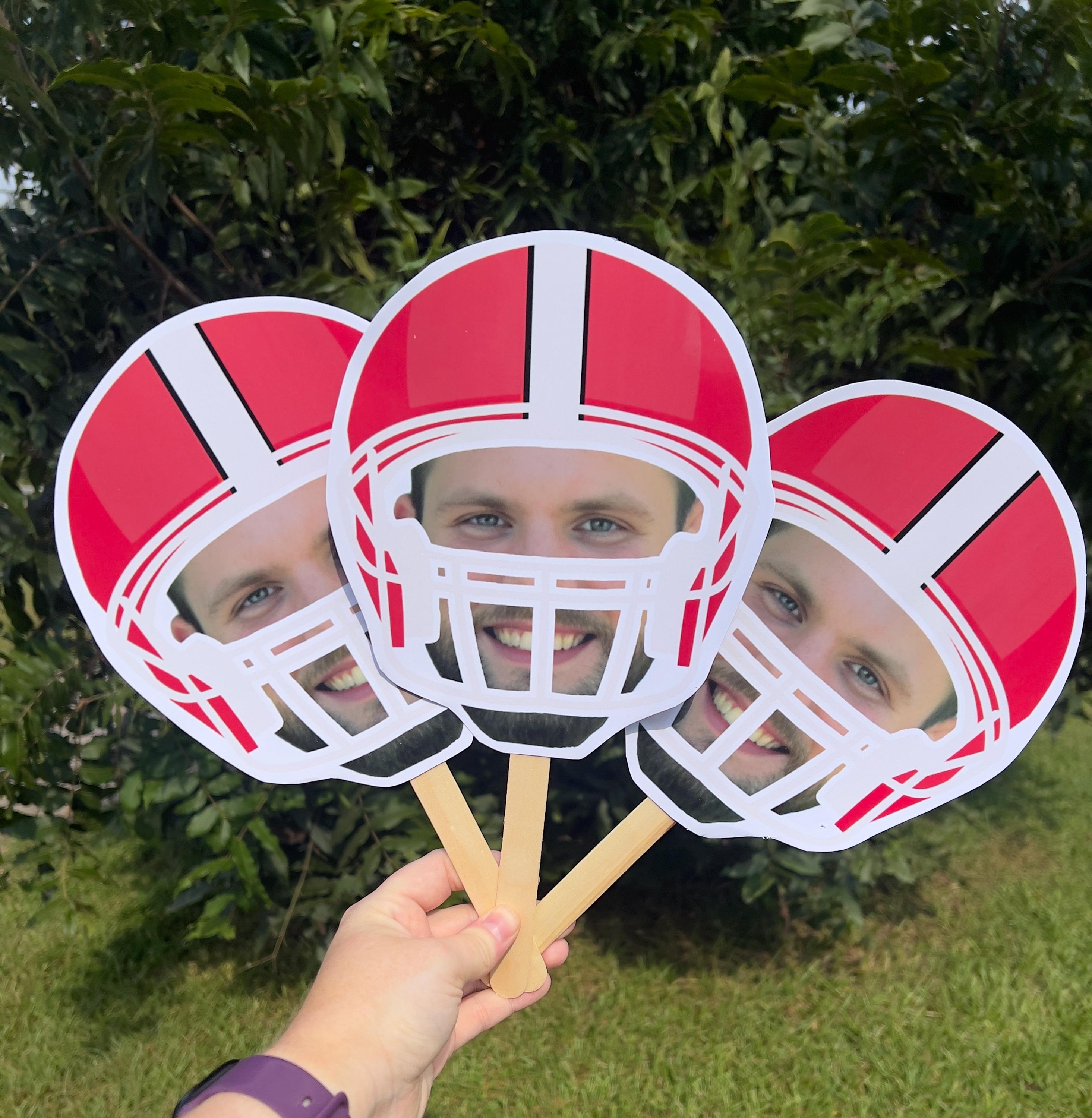 Custom Football Face Cutout on a Stick, Fun Helmet Big Face, Party ...