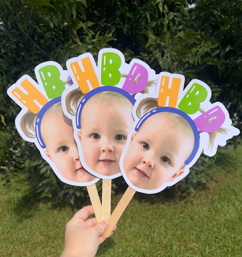 Custom Birthday Crown Face Cutout on a Stick, Fun Big Face, Party Photo ...
