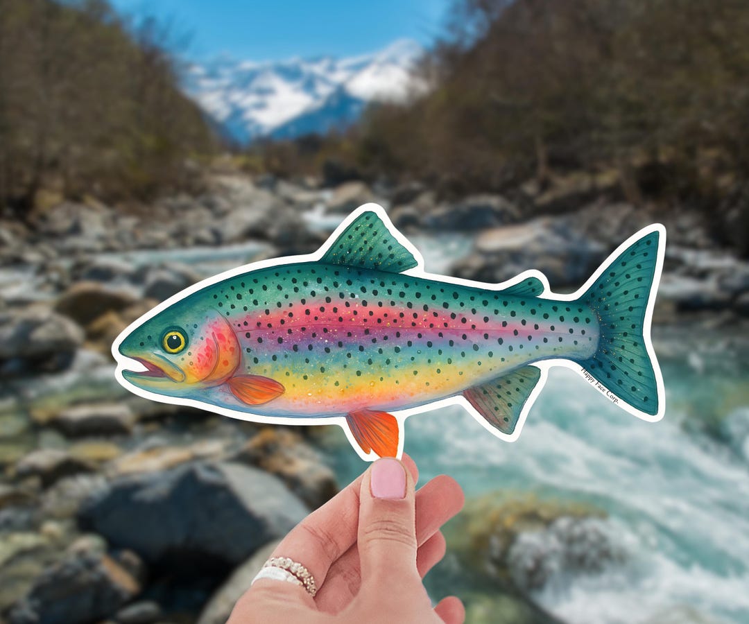 Watercolor Rainbow Trout Sticker, Sticker for Fisherman, Fish Sticker ...