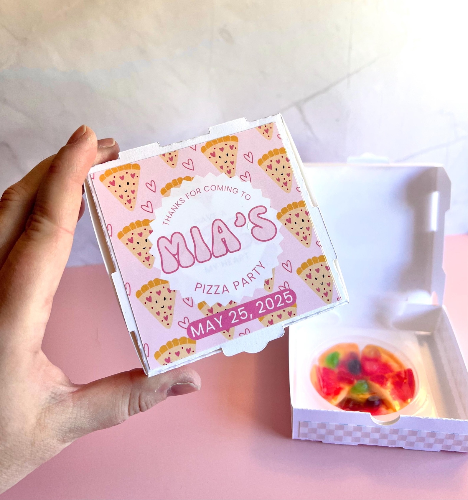 Pink Pizza Box Party Favor, Mini Pizza Box Gift Favor for Pizza Party ...