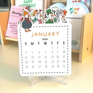 2026 & 2027 Silly Goose Mini Desk Calendar, Wooden Base Desk Calendar ...