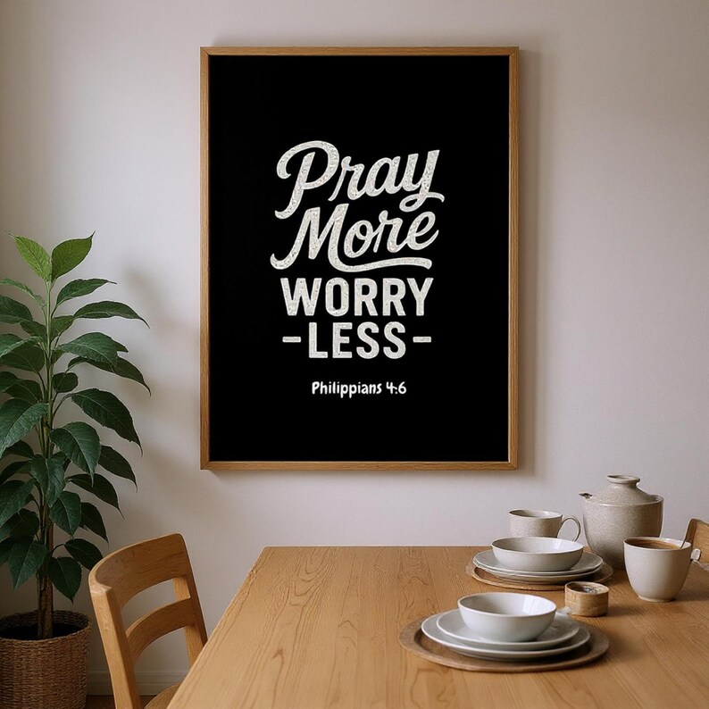 Pray More Worry Less Christian Wall Art, Bible Verse Quotes, Popular ...