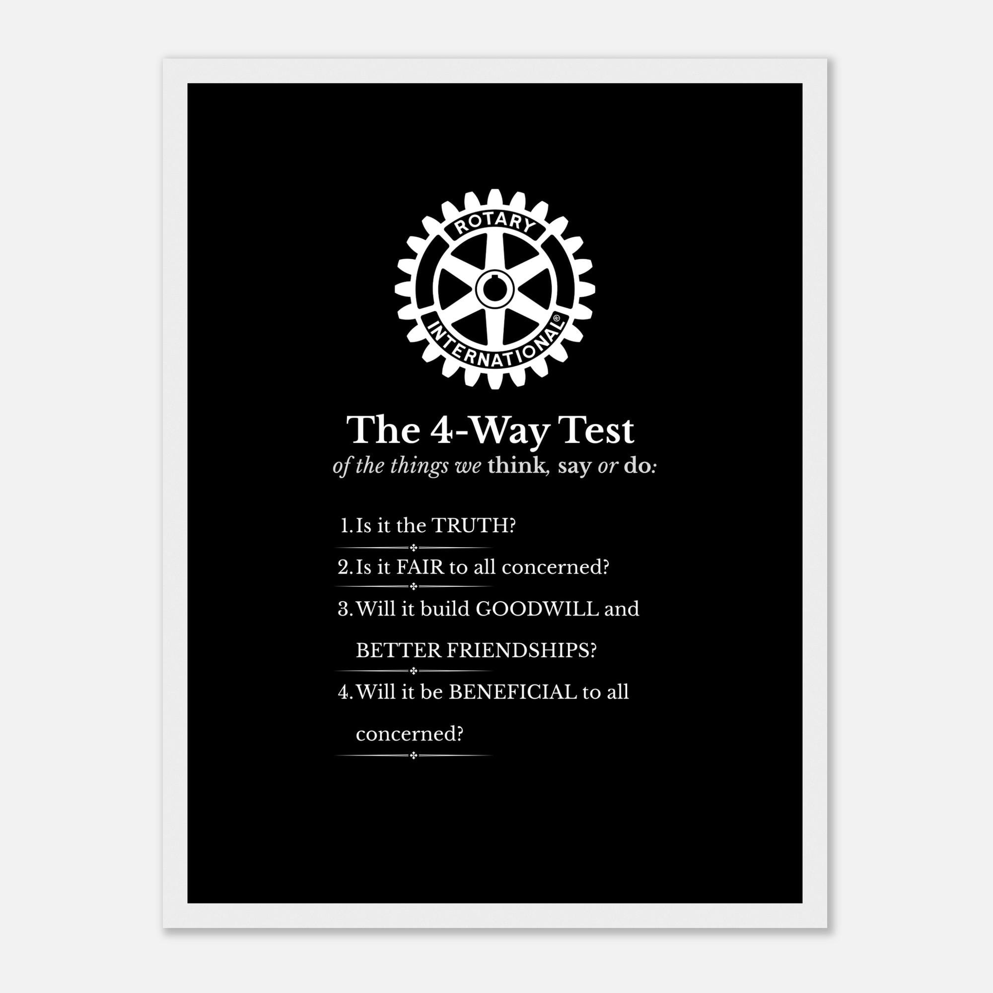 Rotary Four-way Test Framed Poster – Ethical Wall Art for Office, Club ...