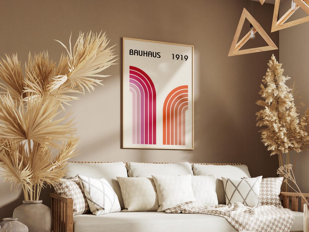 Bauhaus 1919 Arches Print: Mid-century Modern Red Orange Wall Art - Etsy