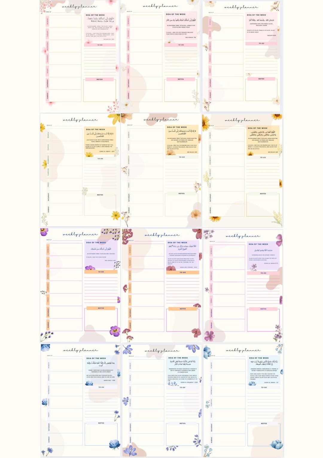 Islamic Weekly Planner | Printable Digital Planner | Daily Duas + To-do ...