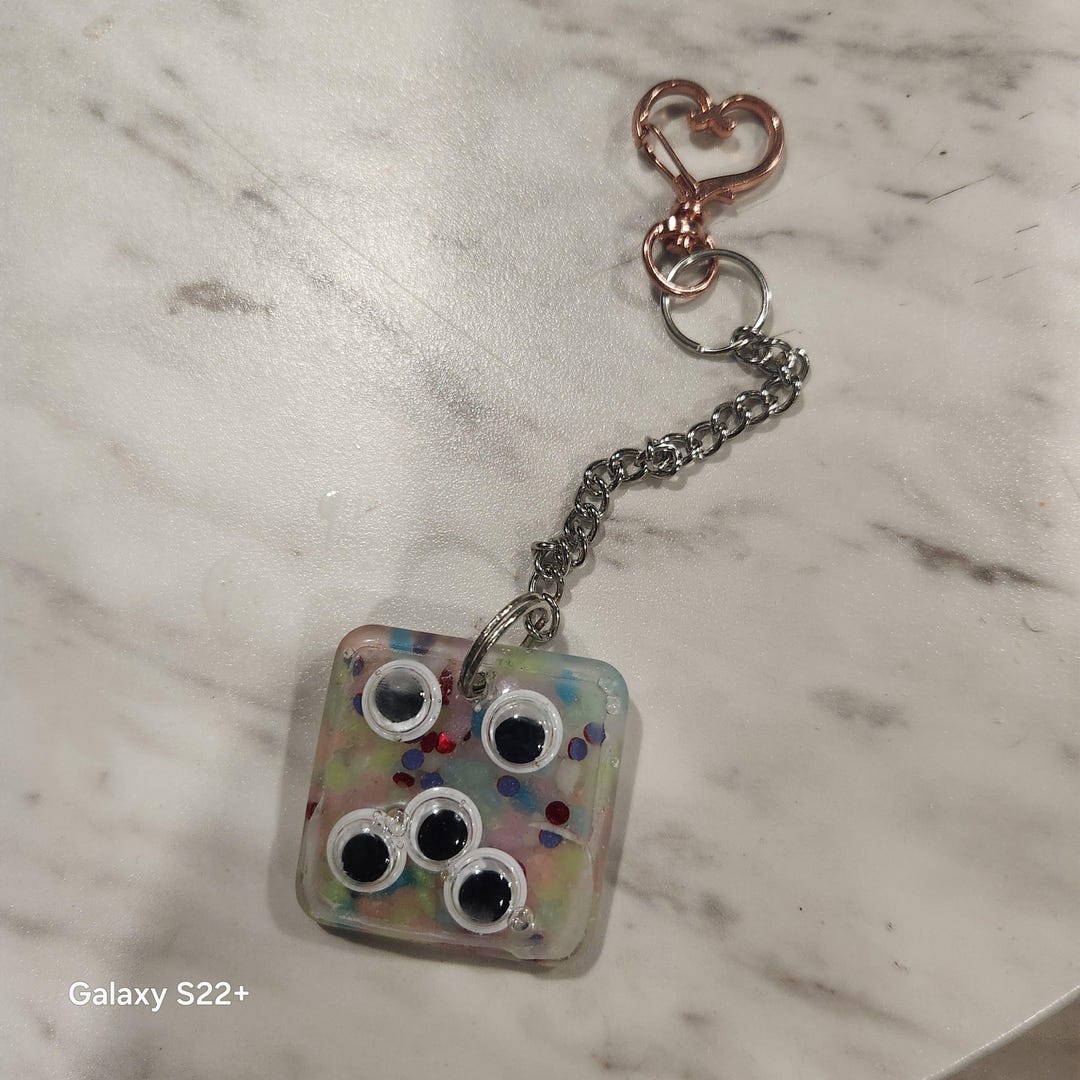 Clear Googly Dice Glow Keychain - Etsy