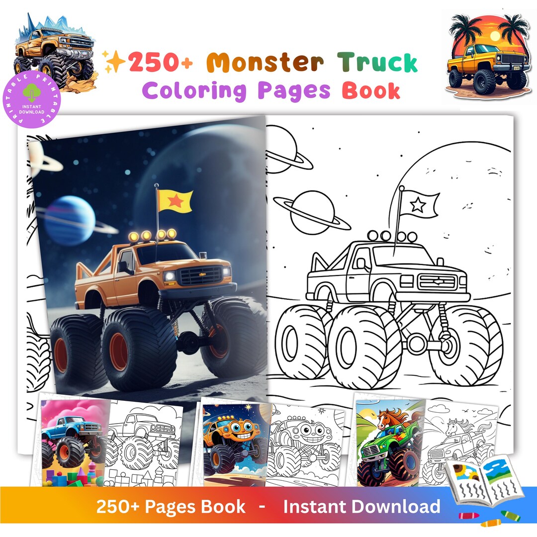 250+ Monster Truck Coloring Pages | Printable Sheets | Coloring Book ...