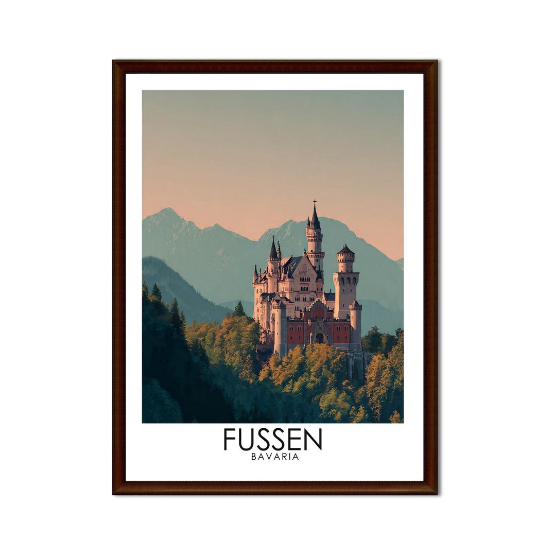 Neuschwanstein Castle Print | Füssen Bavaria Travel Poster (A4 Digital ...