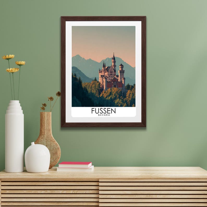 Neuschwanstein Castle Print | Füssen Bavaria Travel Poster (A4 Digital ...