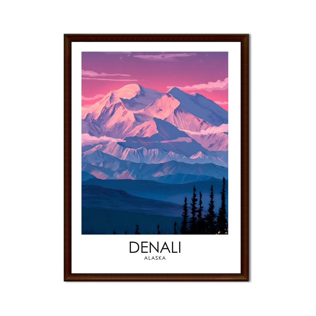 Denali National Park Wall Art Print | Alaska Mountain Landscape Travel ...