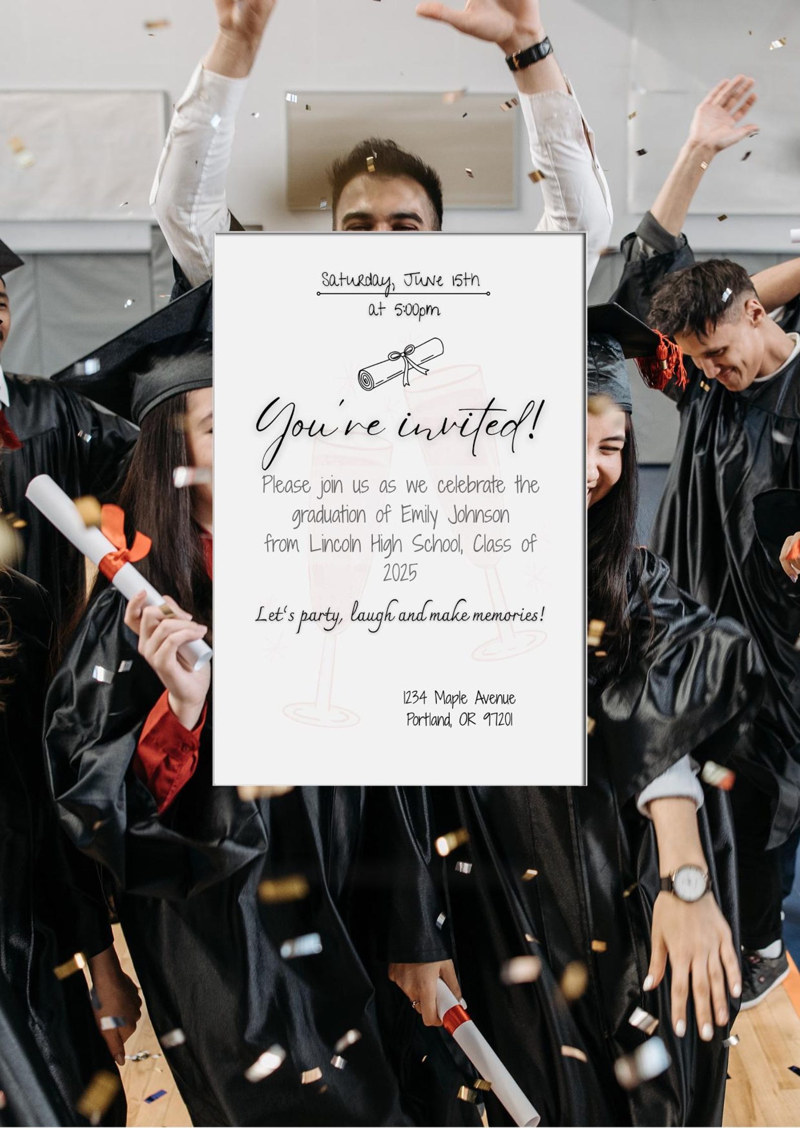 Custom Graduation Invitation | Class of 2025 Digital Invite | Editable ...