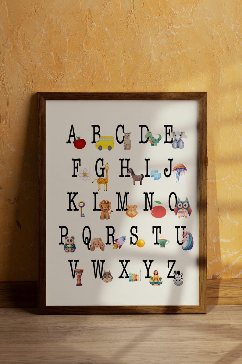 ABC Alphabet Wall Art – Printable Educational Poster for Kids – Toddler ...
