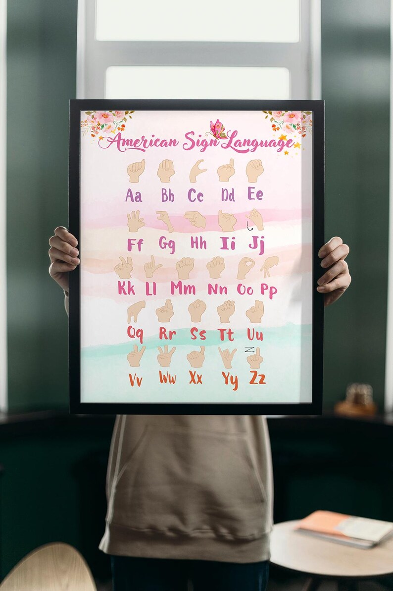 ASL Alphabet Chart | American Sign Language Poster PDF PNG | Printable ...