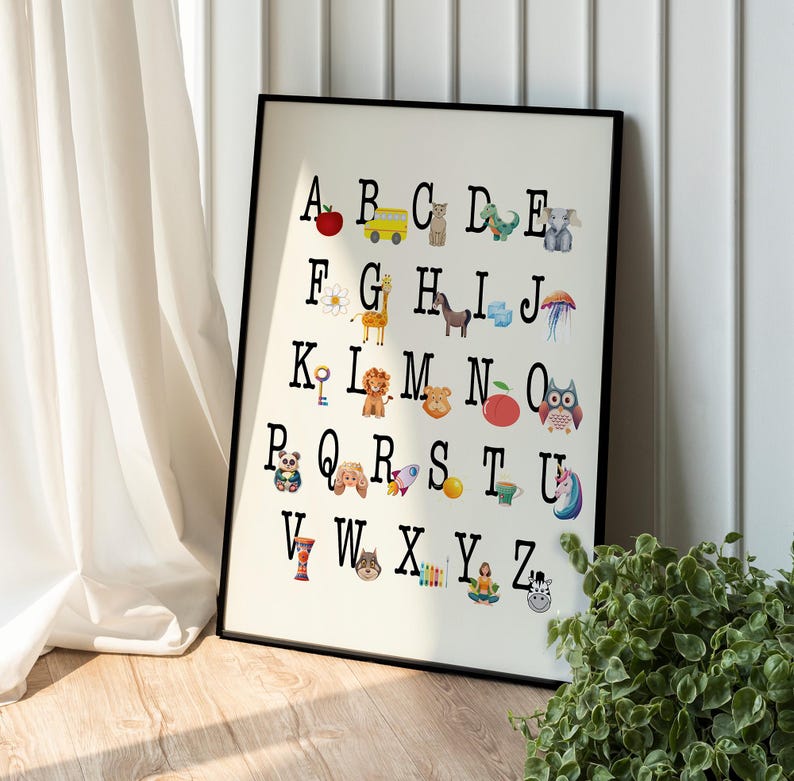ABC Alphabet Wall Art – Printable Educational Poster for Kids – Toddler ...