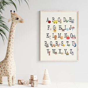 ABC Alphabet Animal Poster: Kids Room Educational Wall Art (digital ...