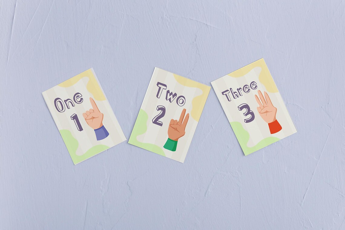 American Sign Language (ASL) 1-10 Numbers Flashcard Set – Digital ...