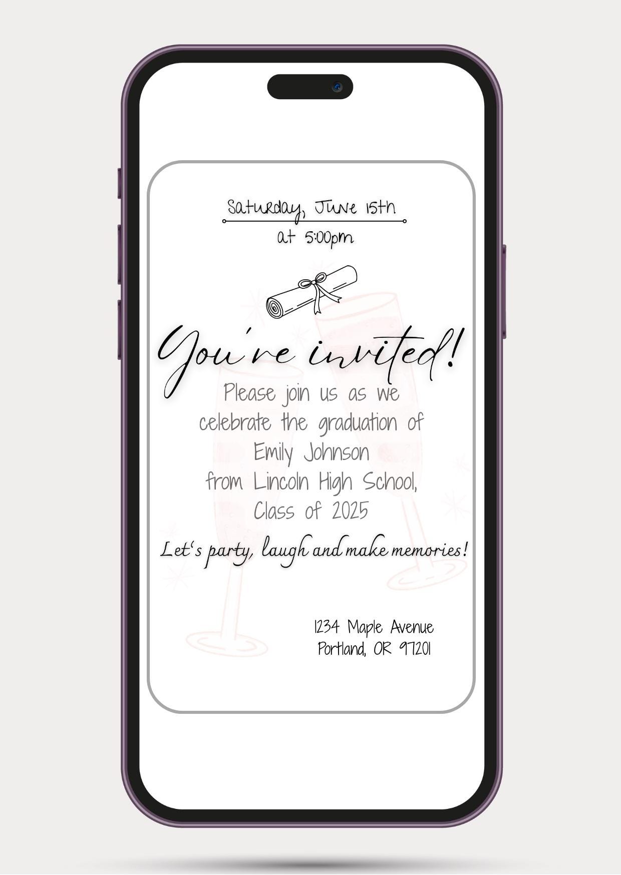 Custom Graduation Invitation | Class of 2025 Digital Invite | Editable ...