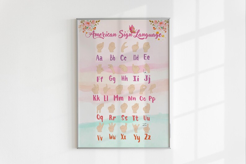 ASL Alphabet Poster: American Sign Language Art Print for Kids (digital ...