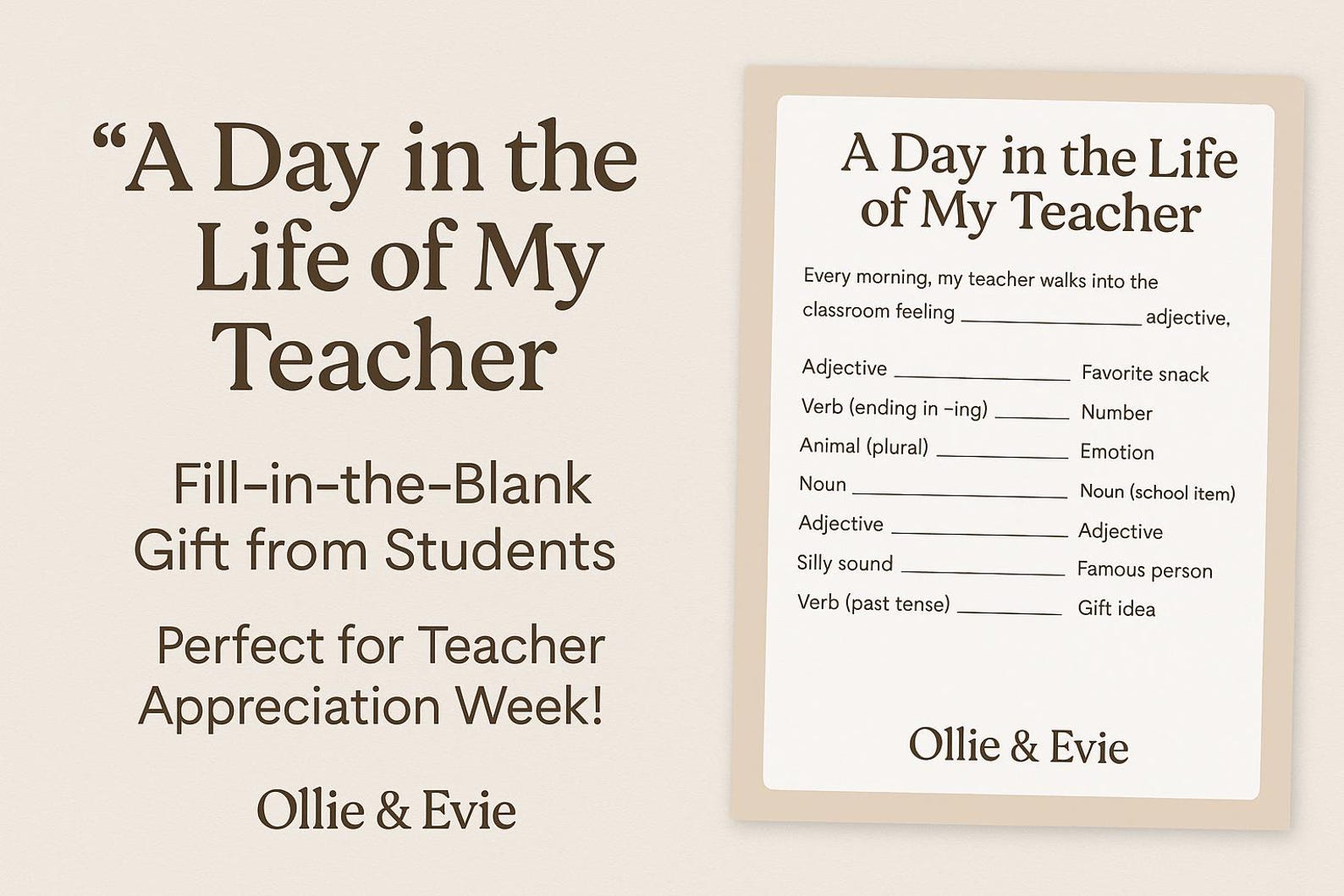 Teacher Ad Libs Printable - Funny Teacher Appreciation Gift From ...