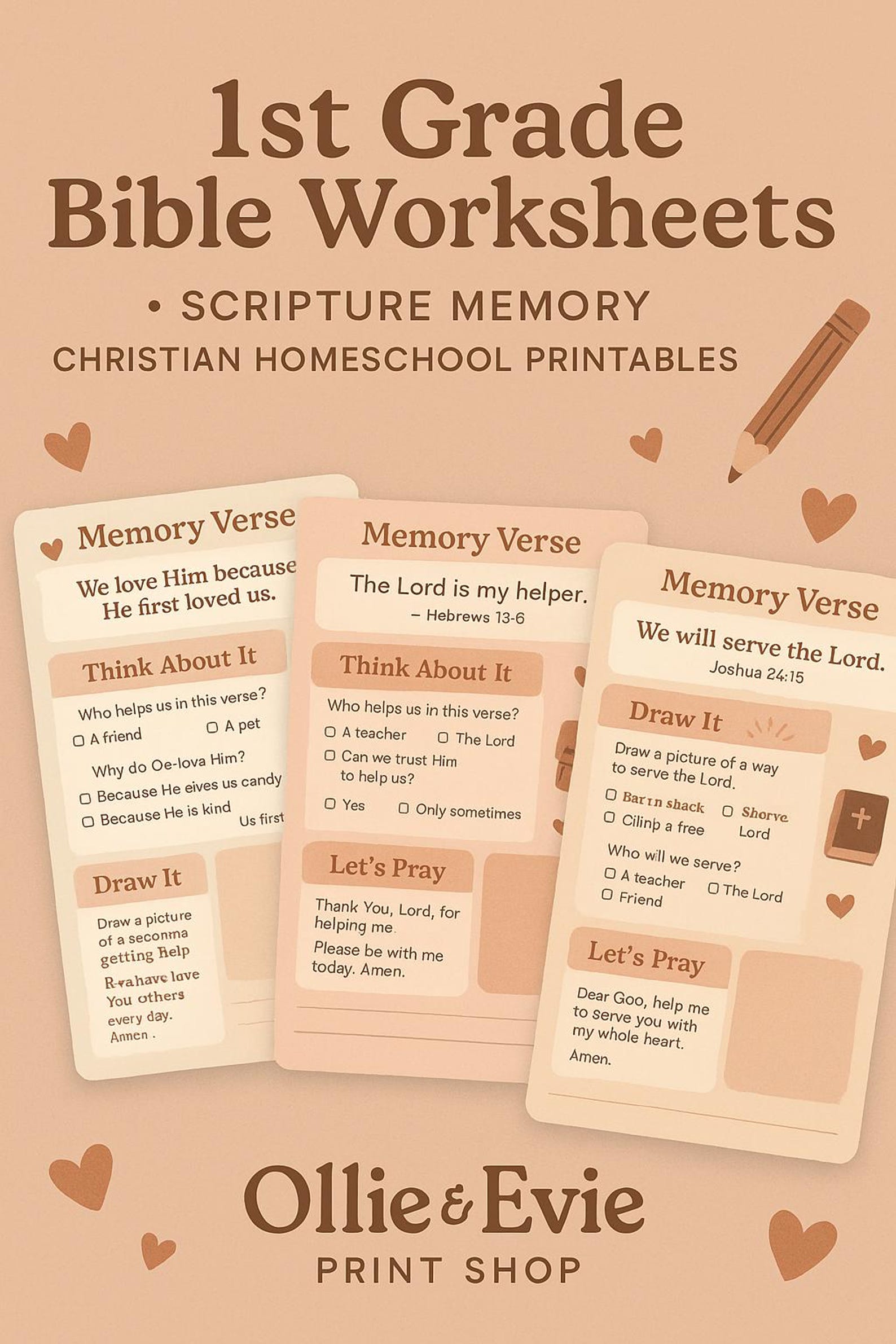 3 Printable Bible Worksheets - 1st Grade Level - Etsy