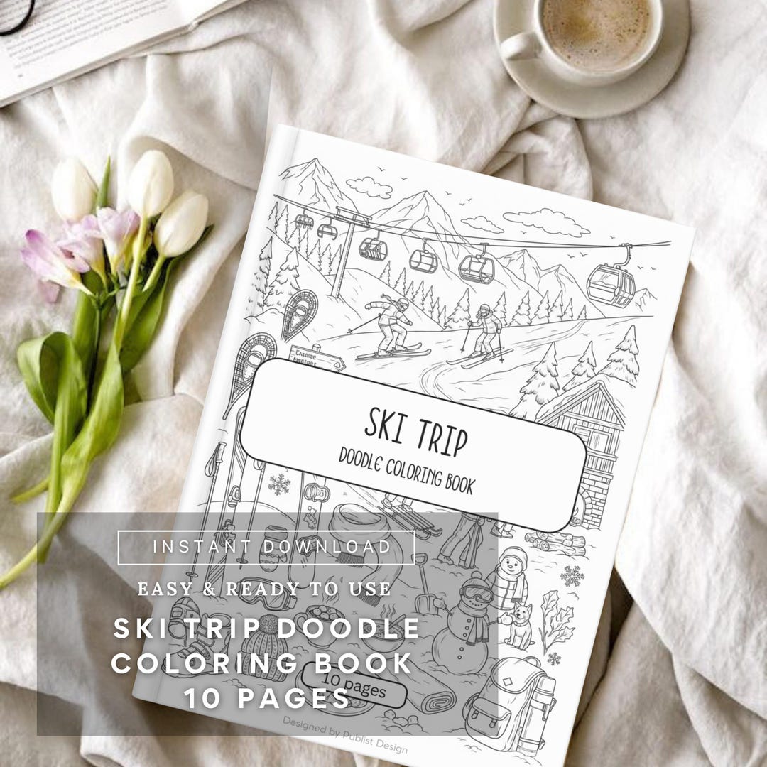 Ski Trip Coloring Book: Printable Winter Sports, Snow Doodle Pages - Etsy