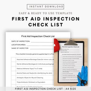 First Aid Inspection Checklist Printable | Workplace First Aid Kit ...