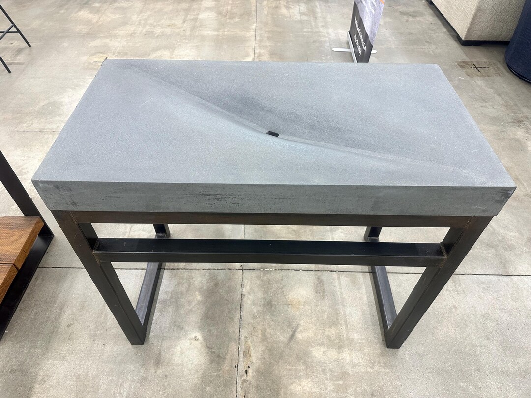 Angled Concrete Sink With Steel Frame – Industrial Bathroom Vanity ...