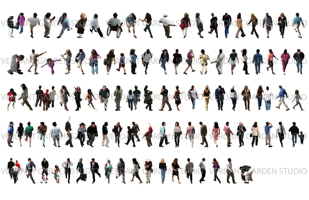 Birds Eye View 2D Realistic People Top View Index for Illustrative Site ...