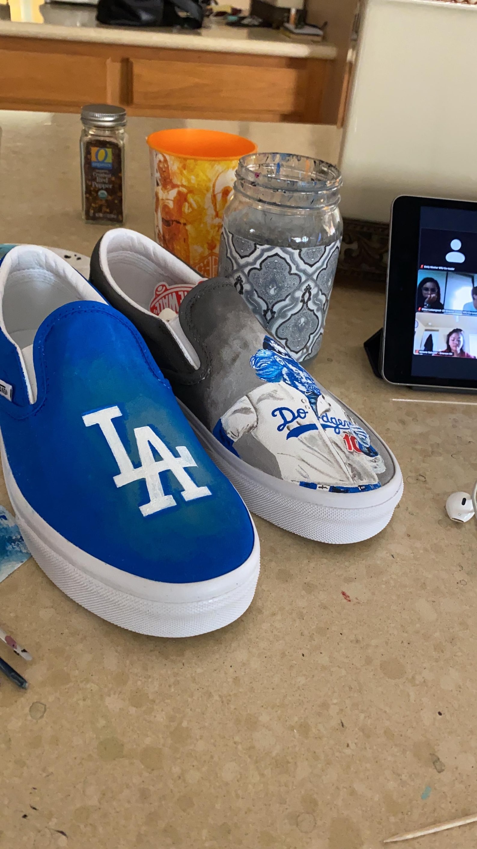 Hand Painted Vans Baseball Team Dodgers Shoes - Etsy