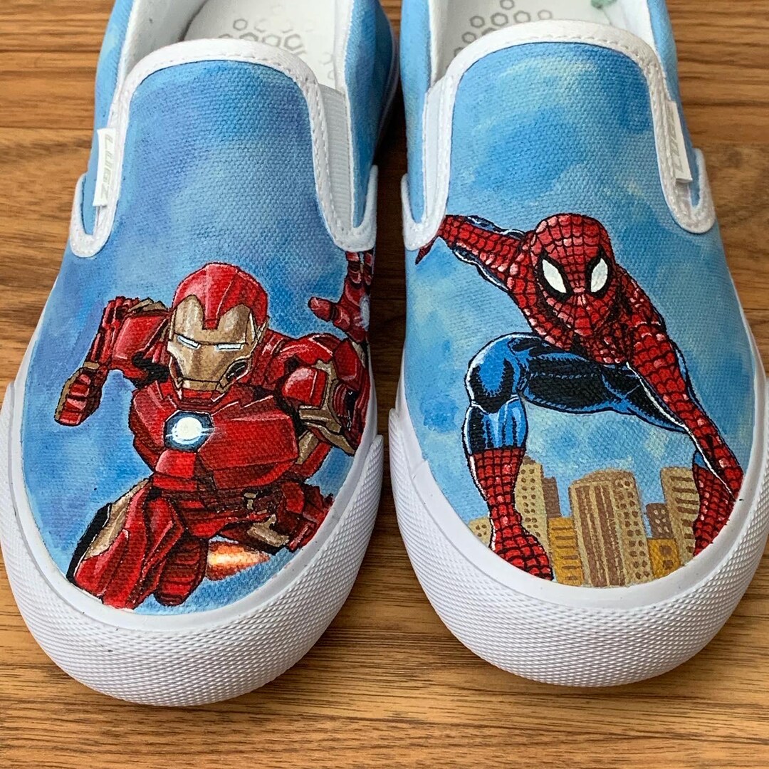 Hand Painted Vans Marvel Spider-man & Iron Man Shoes - Etsy