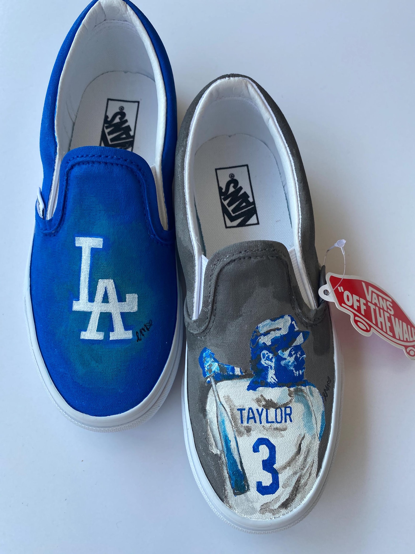 Hand Painted Vans Baseball Team Dodgers Shoes - Etsy