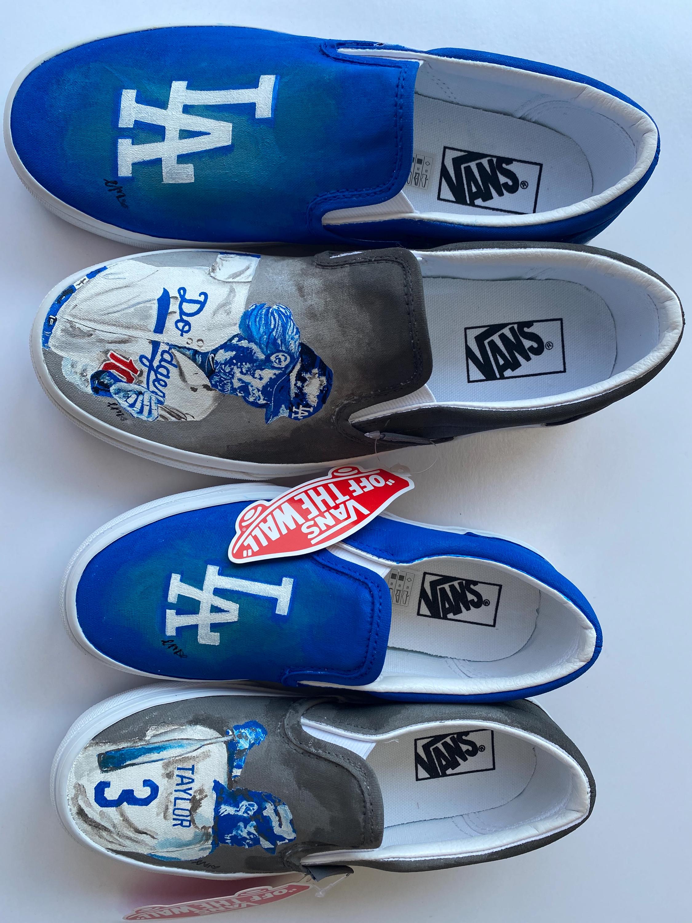 Hand Painted Vans Baseball Team Dodgers Shoes - Etsy