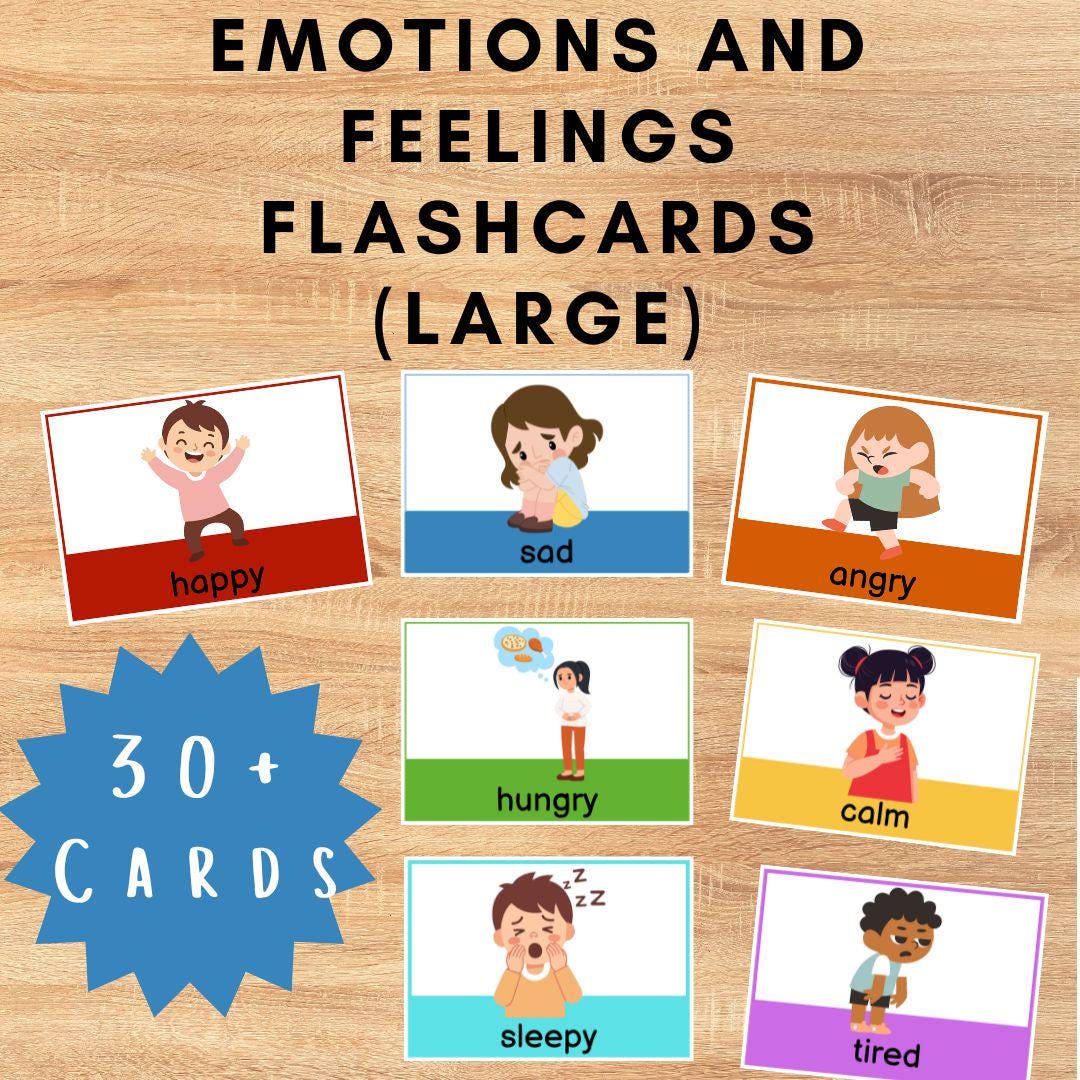 Emotions and Feelings Flashcards Large Version ESL Classes - Etsy