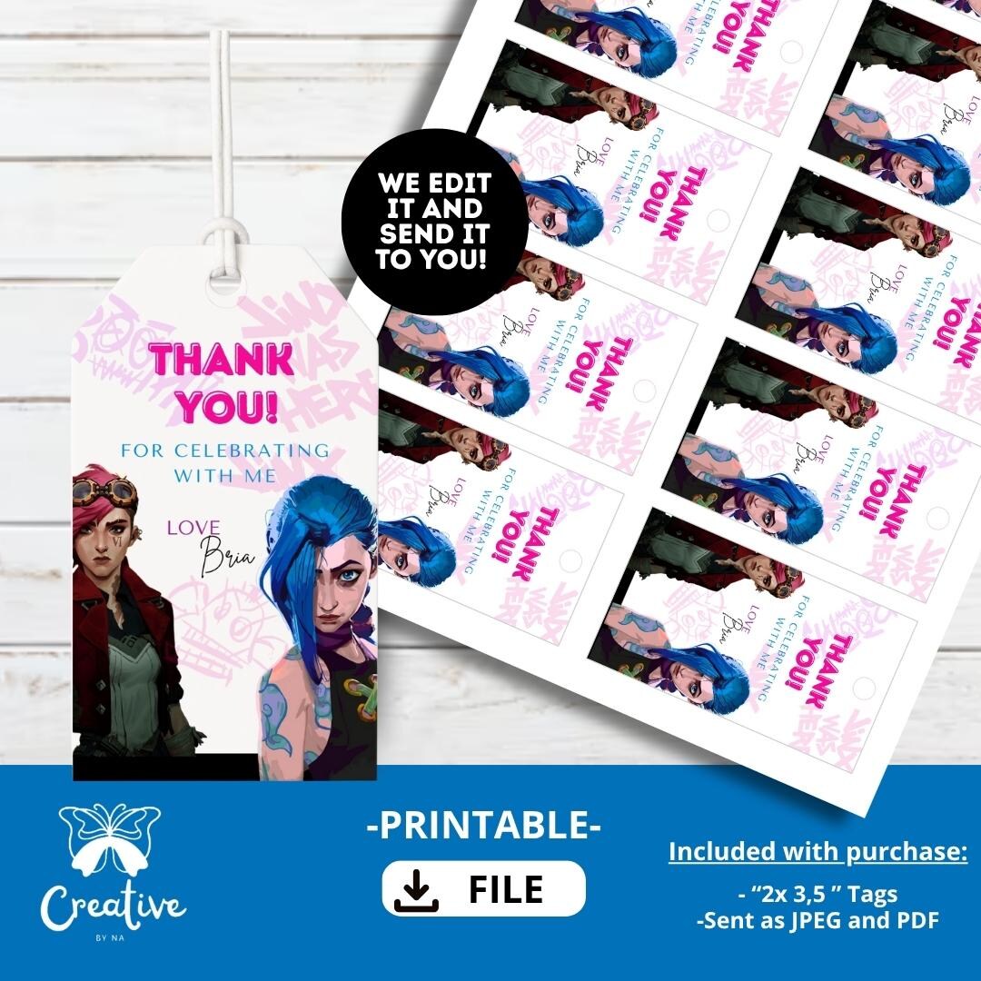 Arcane PRINTABLE Jinx Birthday Party Thank Yous League of Legends Party ...