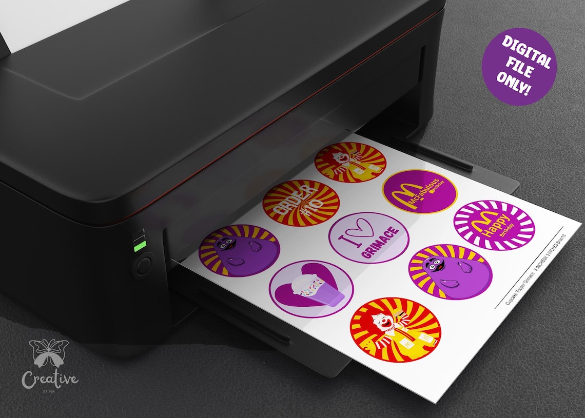 Printable Grimace Mcdonalds Cupcake Toppers Grimace Birthday Party ...