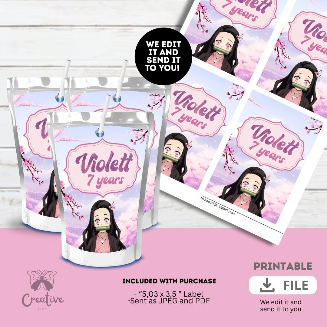 NEZUKO Capri Sun Juice Label,printable DEMONS SLAYER Juice Pouch Labels ...