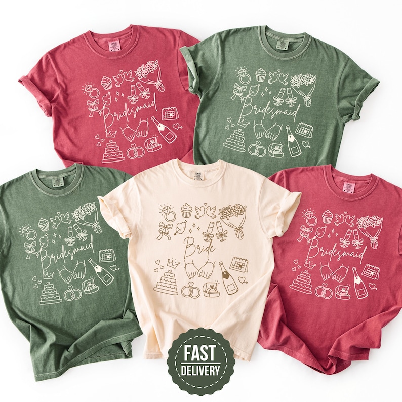 Comfort Colors Bride & Bridesmaid Shirts, Matching Bachelorette Party ...