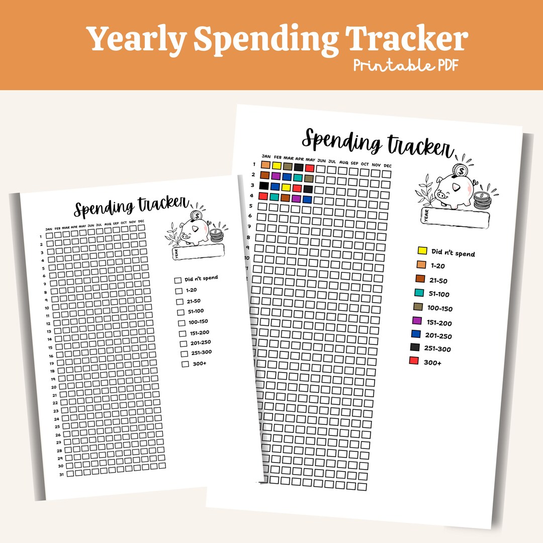 Yearly Spending Tracker| Expense Tracker| Daily Money Spending Log ...