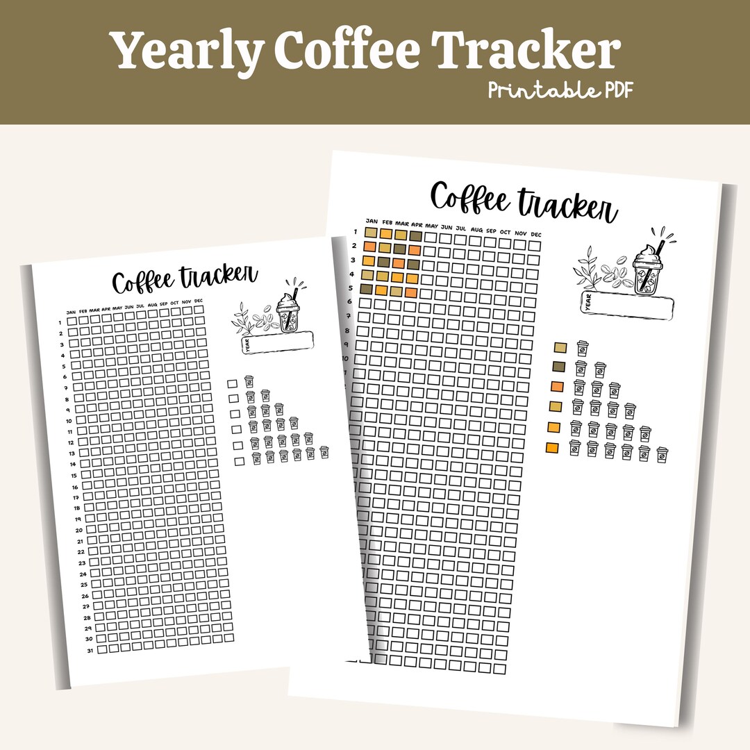 Yearly Coffee Tracker Printable: Caffeine Log, Health Journal (PDF ...