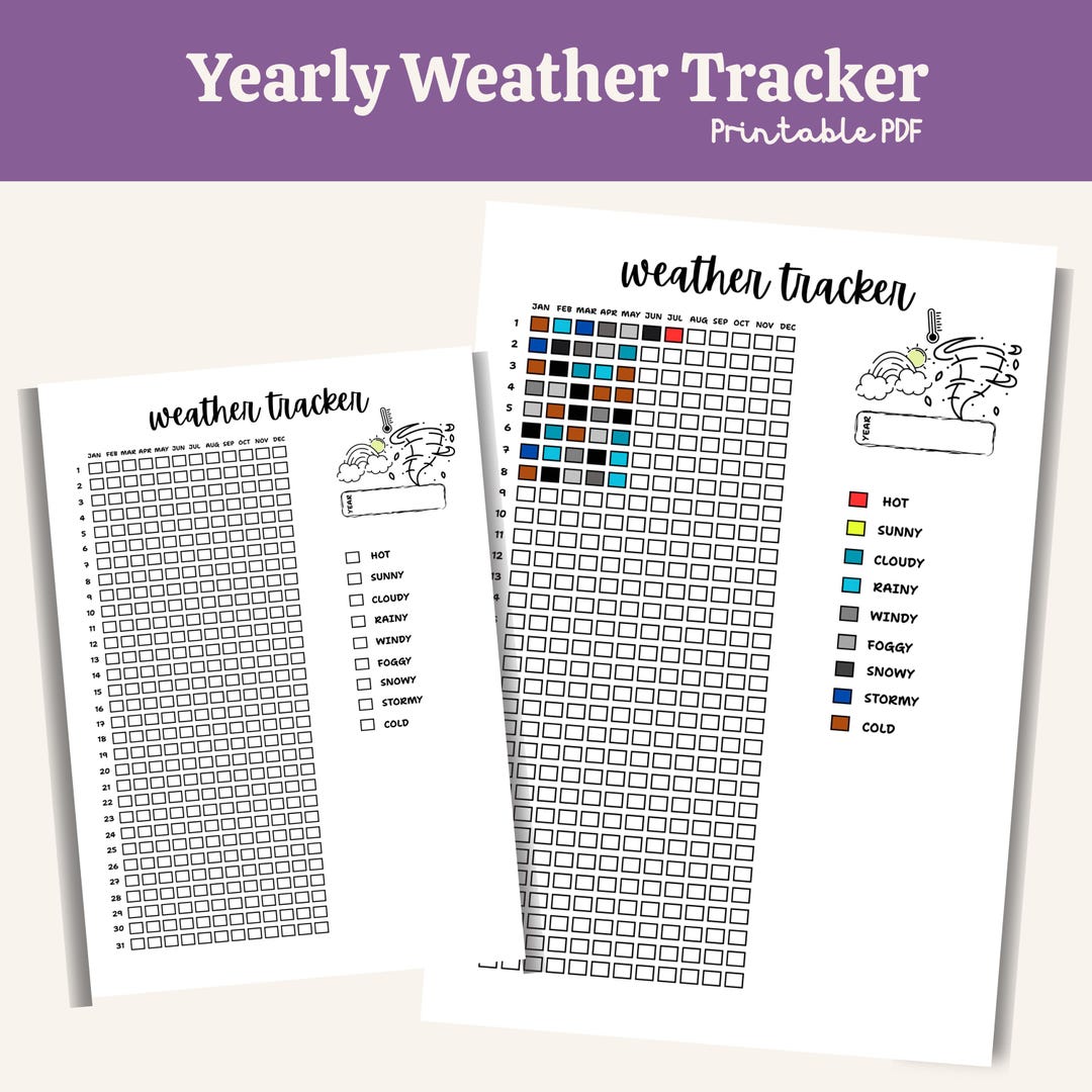 Yearly Weather Tracker: Printable Climate Pattern Journal (PDF Print ...