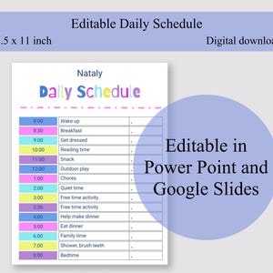 Editable Daily Schedule | Kids Routine Chart | Child Daily Planner ...