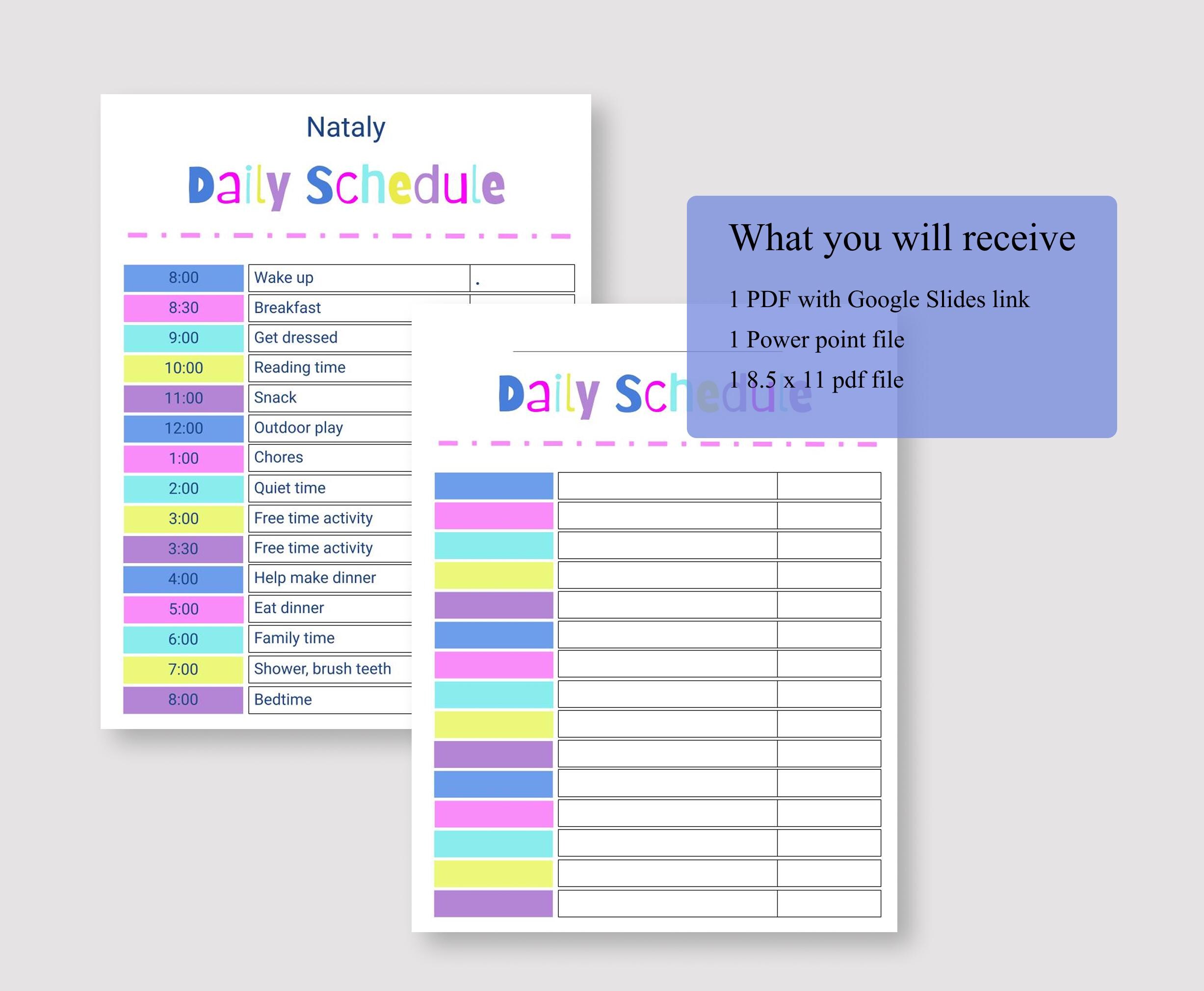 Editable Daily Schedule | Kids Routine Chart | Child Daily Planner ...