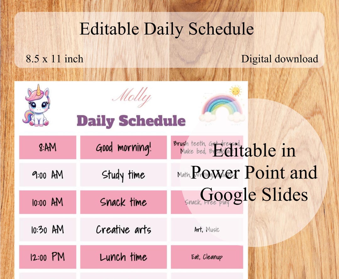 Editable Daily Schedule Template | Kids Routine Chart | Child Daily ...