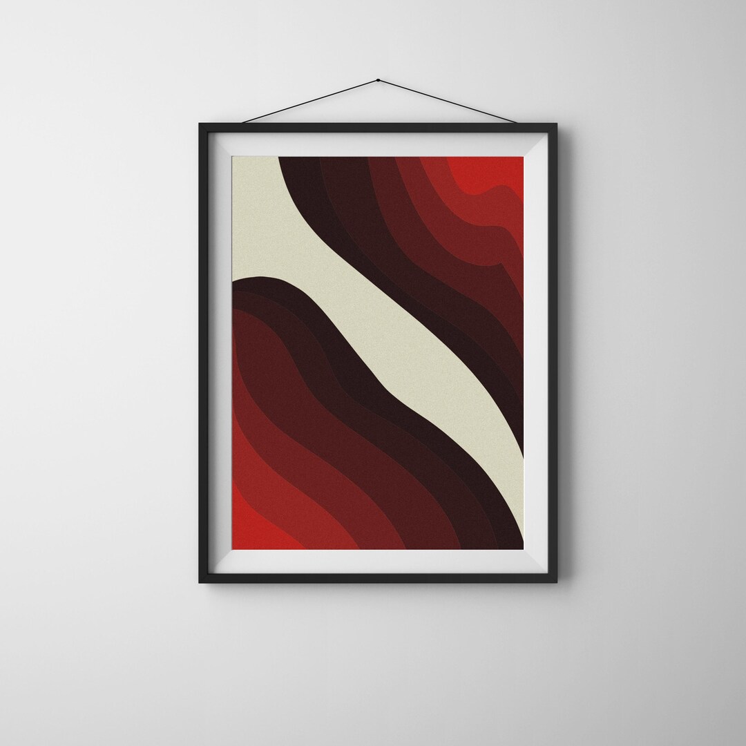 Abstract Red Wave Digital Art | Minimalist - Etsy