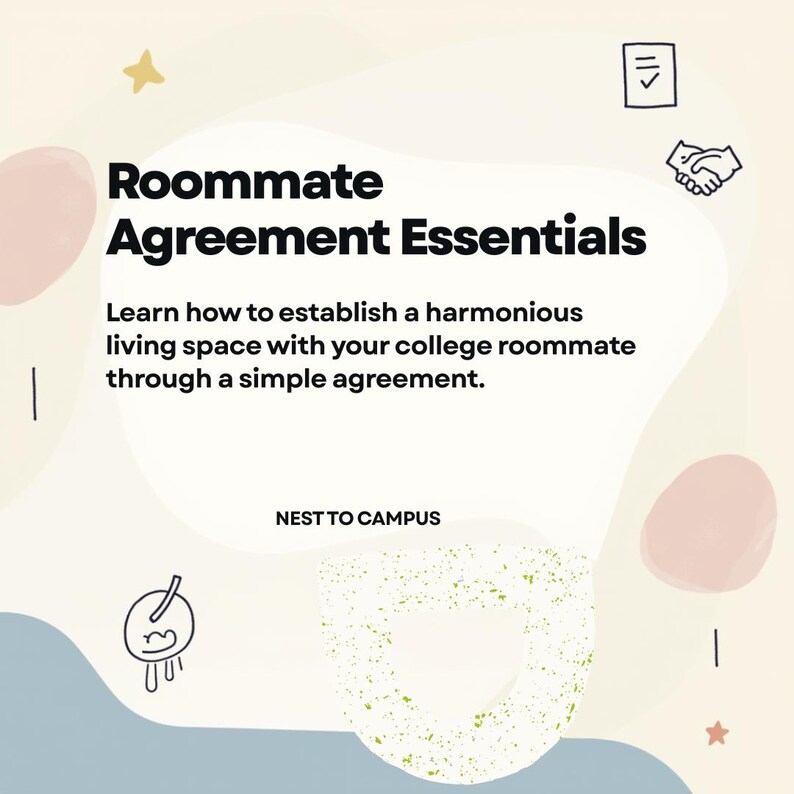 College Roommate Agreement Template | Editable Dorm Living Contract ...